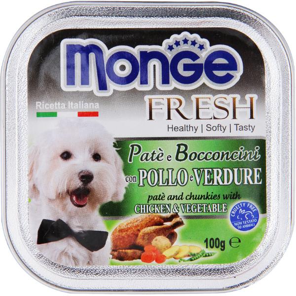 Monge Fresh Pate & Chunkies W Chicken & Vegetable 100G | Dog Can Food ...