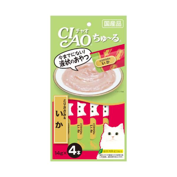 Ciao Chu Ru Chicken Fillet & Squid 14G X 4 Sticks | Cat Treats | Pet ...