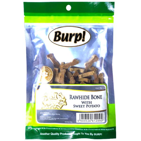 Burp Rawhide Bone With Sweet Potato 80G | Dog Treats | Pet Lovers Centre