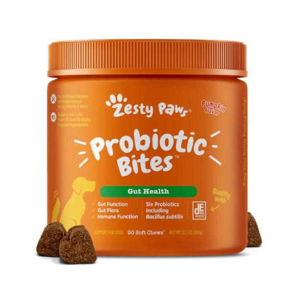 Zesty Paws Probiotic Bites Pumpkin Flavor 90 Counts | Dog Supplement ...