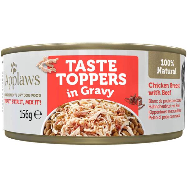 Applaws Taste Toppers Chicken Breast With Beef In Gravy 156g| Dog Can ...