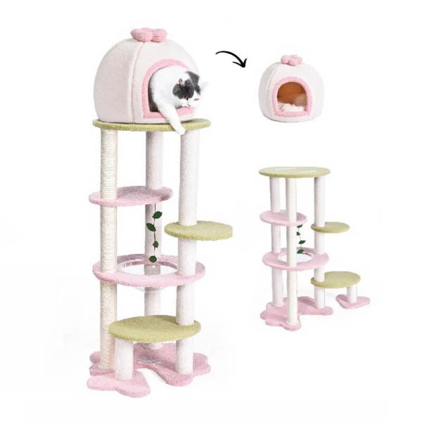 Trustie Cat Tree Peach Style (White) (85x53x107cm) | Cat Trees | Pet ...