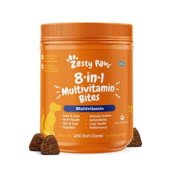 Zesty Paws 8-In-1 Multifunctional Bites Chicken 250 Count | Dog ...