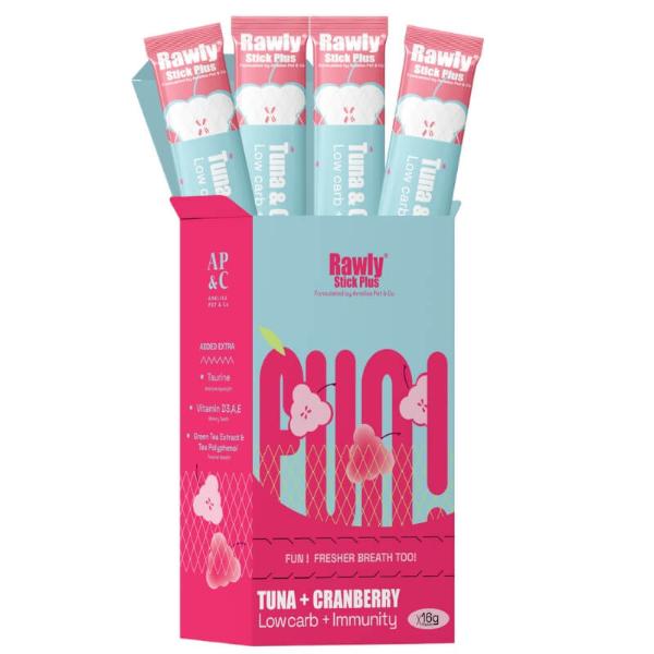 Amelisa Pet And Co Rawly Stick Plus - Tuna And Cranberry 22 Pieces/Box ...